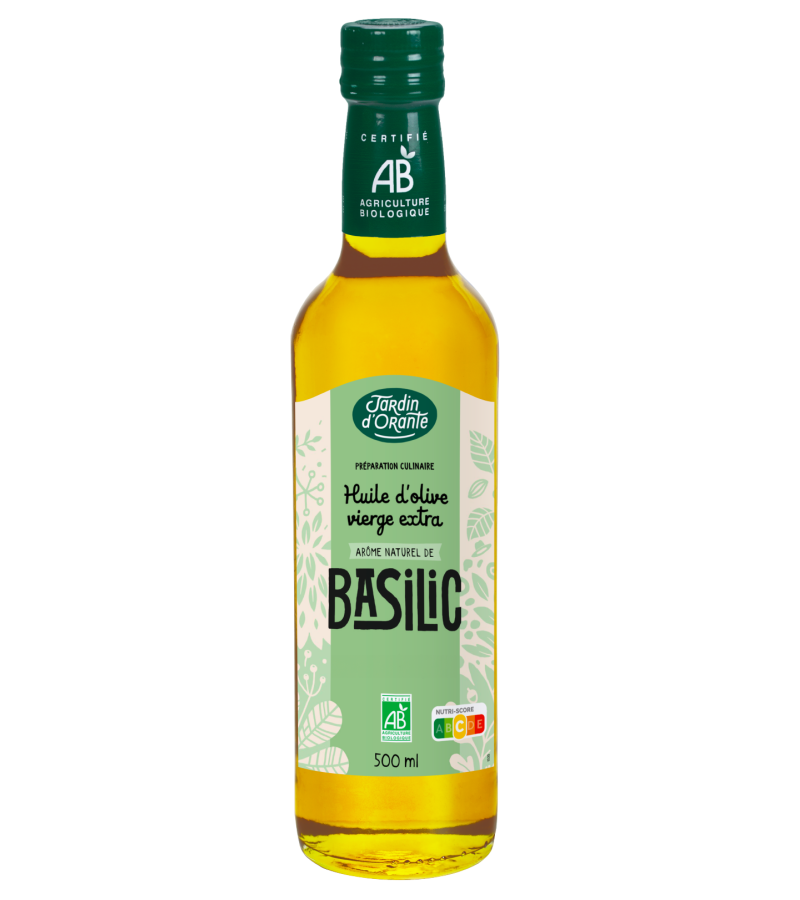 Huile d'olive vierge extra BIO saveur Basilic 50 cl - Reitzel France
